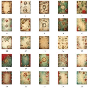 Printable Vintage Steampunk Christmas Digital Paper, Christmas Ephemera ...