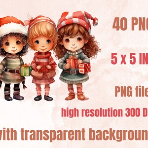 40 PNG Watercolour Cute Christmas Bundle Clipart, Kawaii Christmas ...