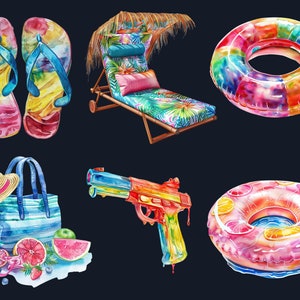 40 PNG Watercolor Pool Party Clipart, Summer Vibes Illustrations Clip ...
