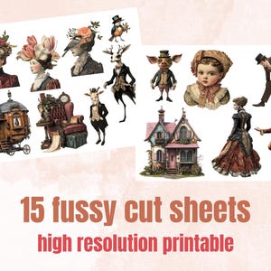 Whimsy Victorian Collage Elements, Surreal Modern Victorian Fussy Cut ...