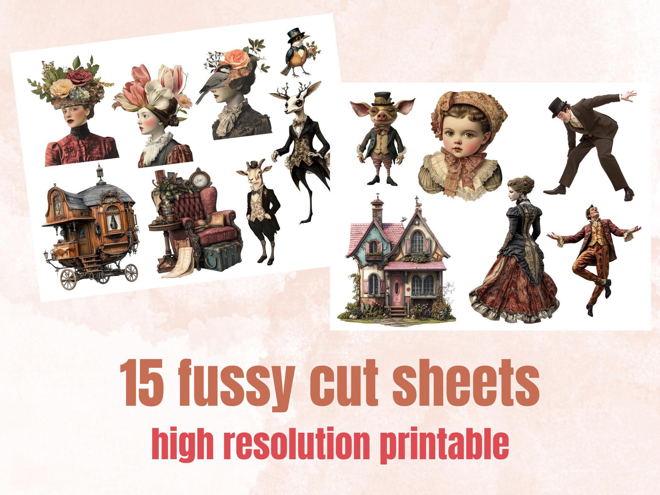 Whimsy Victorian Collage Elements, Surreal Modern Victorian Fussy Cut ...