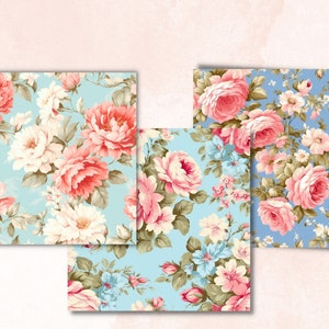 Seamless Vintage Flowers Digital Paper, Shabby Chic Floral Seamless ...