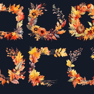 30 PNG Watercolor Fall Wreath Clipart, Floral Autumn Frames ...