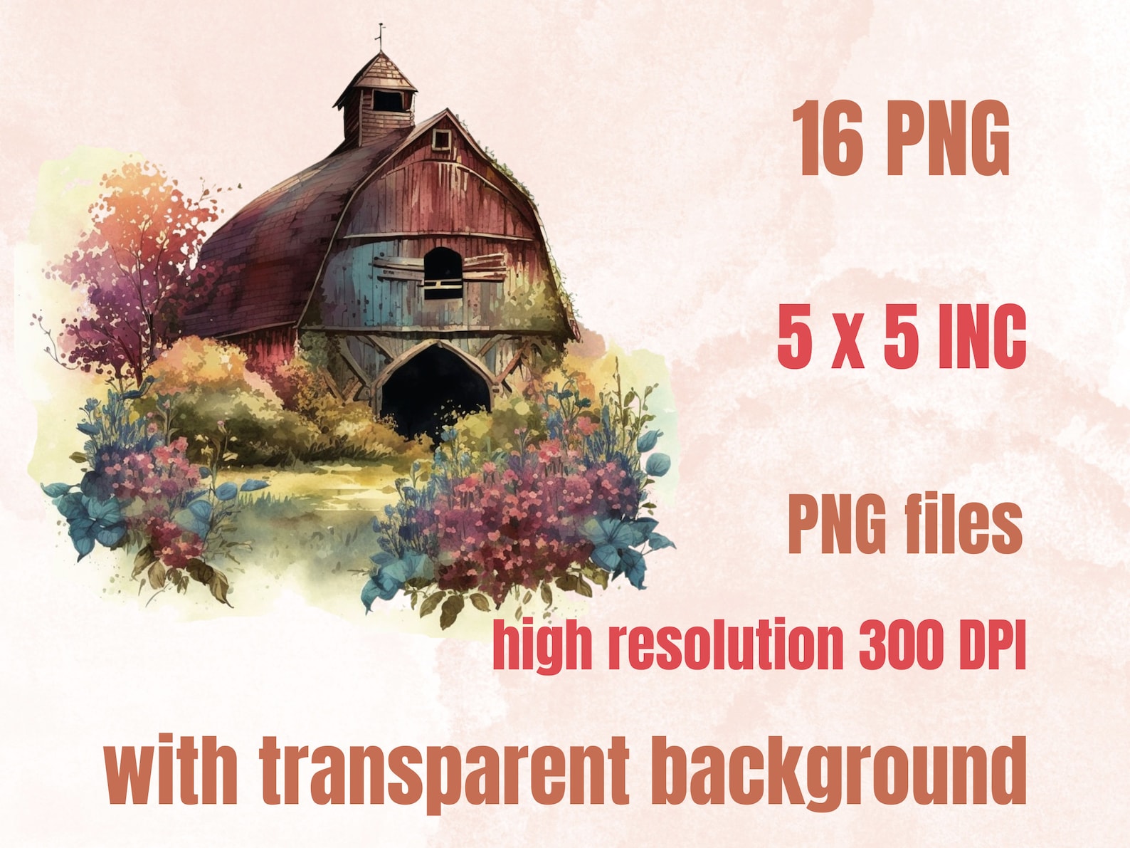16 PNG Farm House Clipart, Watercolor Farm Barn Clip Art, Magical ...