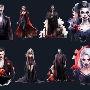 45 PNG Watercolor Halloween Vampires Clipart, Horror Halloween ...