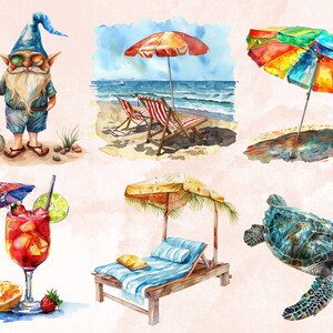 65 PNG Watercolor Beach Day Clipart, Summer Girl Vacation Illustrations ...