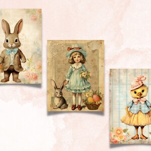 Printable Vintage Easter Digital Paper, Retro Spring Ephemera Collage ...