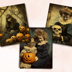 Printable Creepy Halloween Photos Digital Paper, Vintage Old Pictures ...