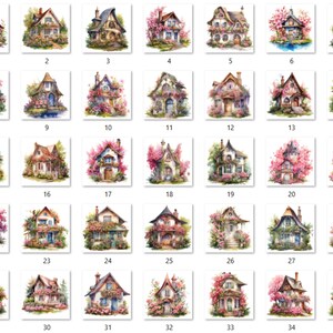 35 PNG Watercolor Spring Houses Clipart, Floral Spring House ...