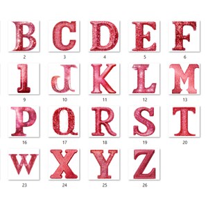 26 PNG Watercolour Valentine's Day Glitter Alphabet Clipart, Love ...