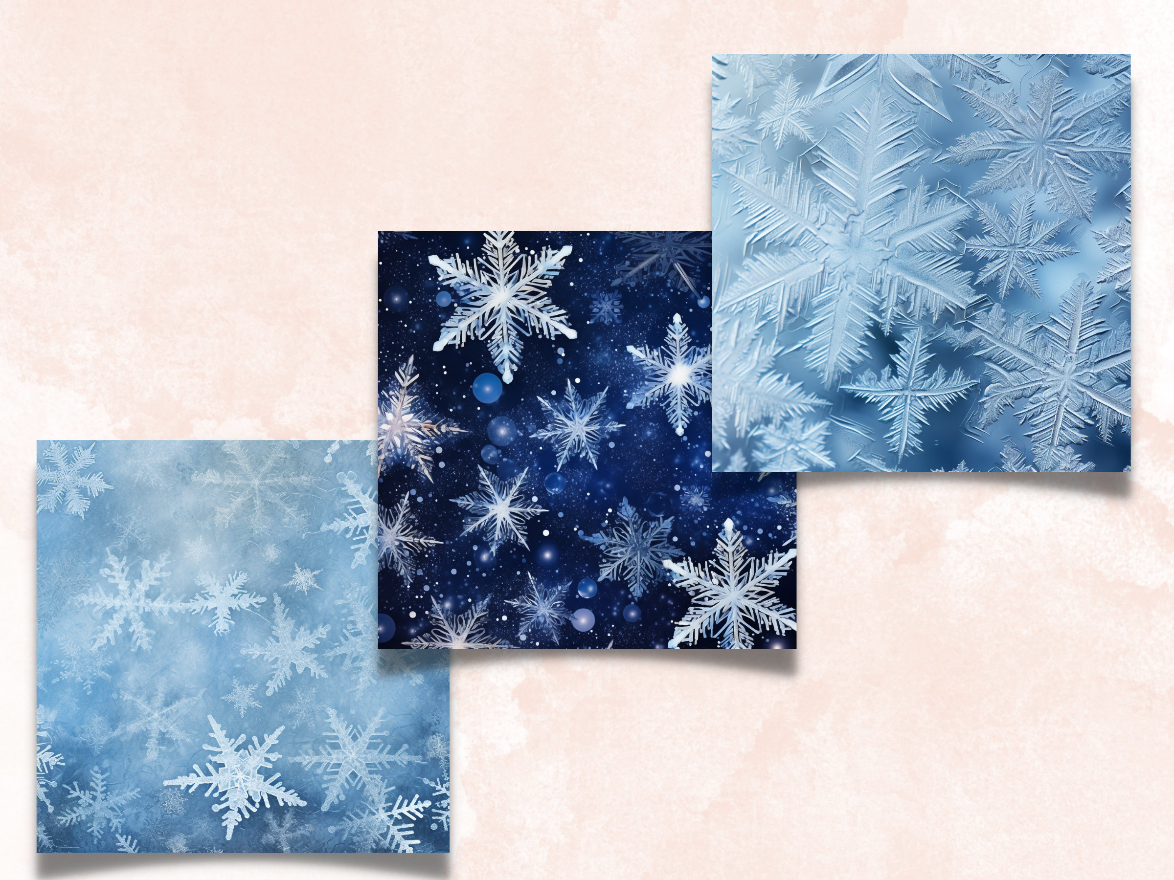 Printable Winter Snowflakes Digital Paper, Freezing Snowfall Ephemera ...