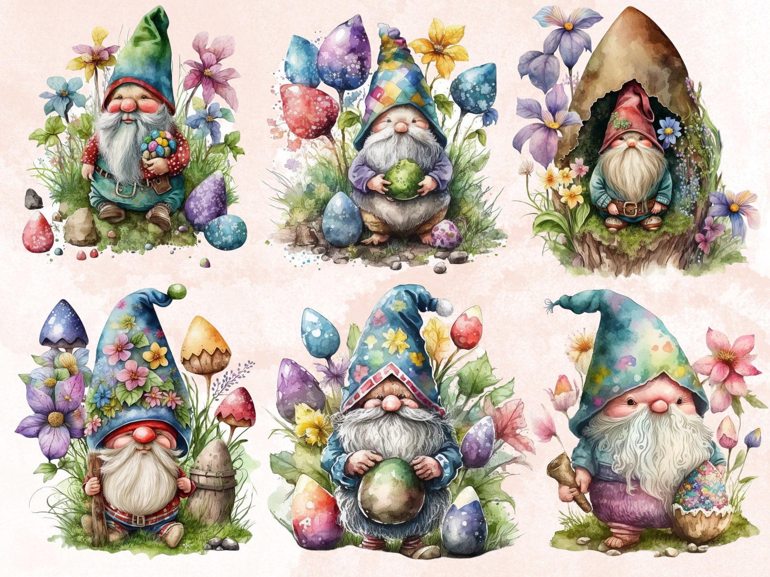 22 PNG Watercolour Easter Gnomes Clipart, Spring Garden Gnome Clip Art ...