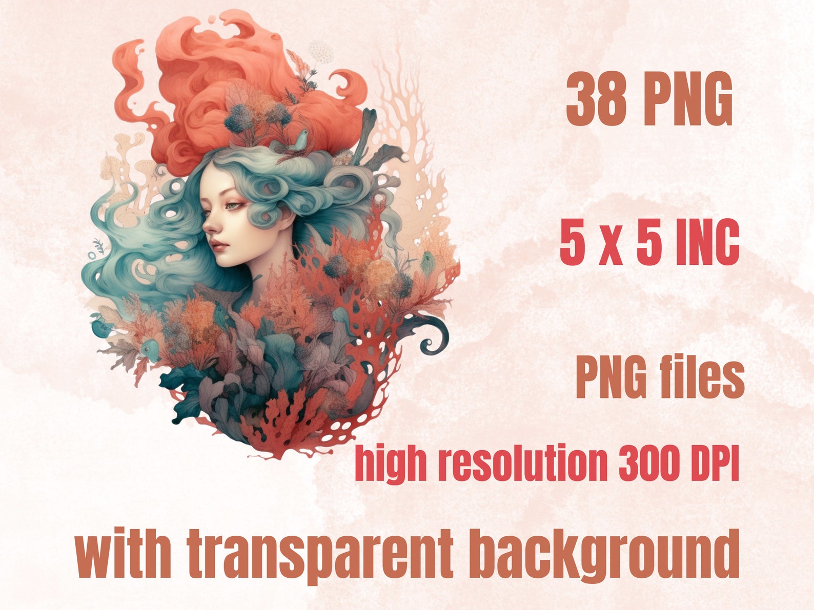 38 PNG Watercolor Underwater Witch Clipart Bundle, Under the Sea ...