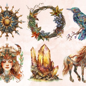 60 PNG Watercolor Litha Clipart, Floral Pagan Holiday Wiccan Art ...