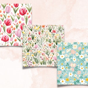 Seamless Easter Floral Digital Paper, Easter Botanical Seamless Pattern, Spring Flowers ...