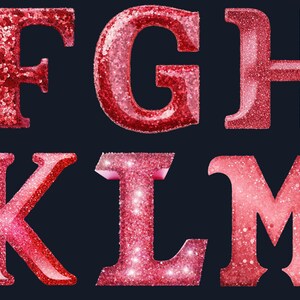 26 PNG Watercolour Valentine's Day Glitter Alphabet Clipart, Love ...