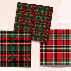 Seamless Christmas Plaid Digital Paper Pack, Winter Buffalo Plaid ...