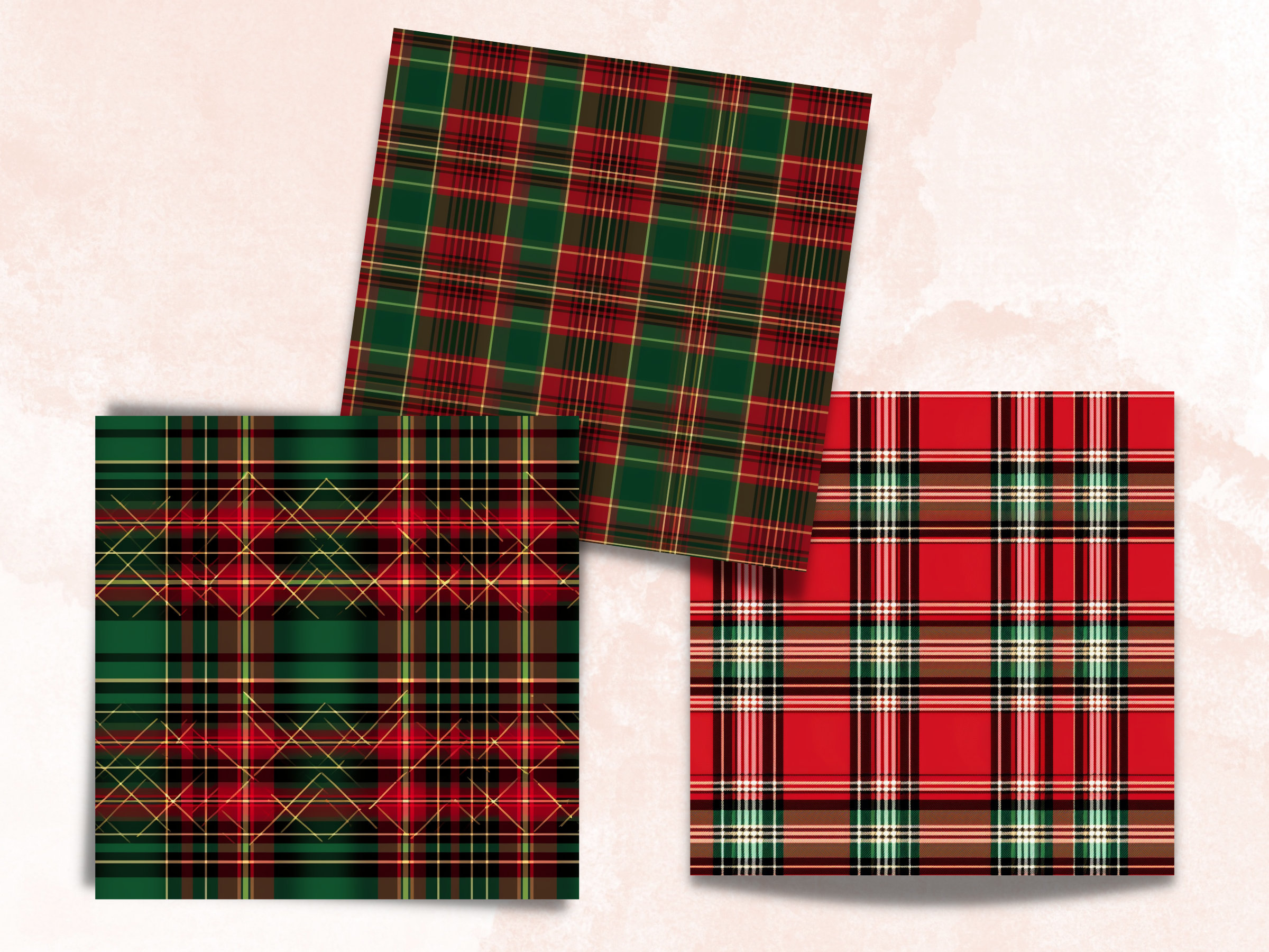 Seamless Christmas Plaid Digital Paper Pack, Winter Buffalo Plaid ...
