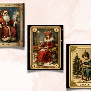 Printable Christmas Tarot Digital Paper, Vintage Christmas Tarot Deck ...