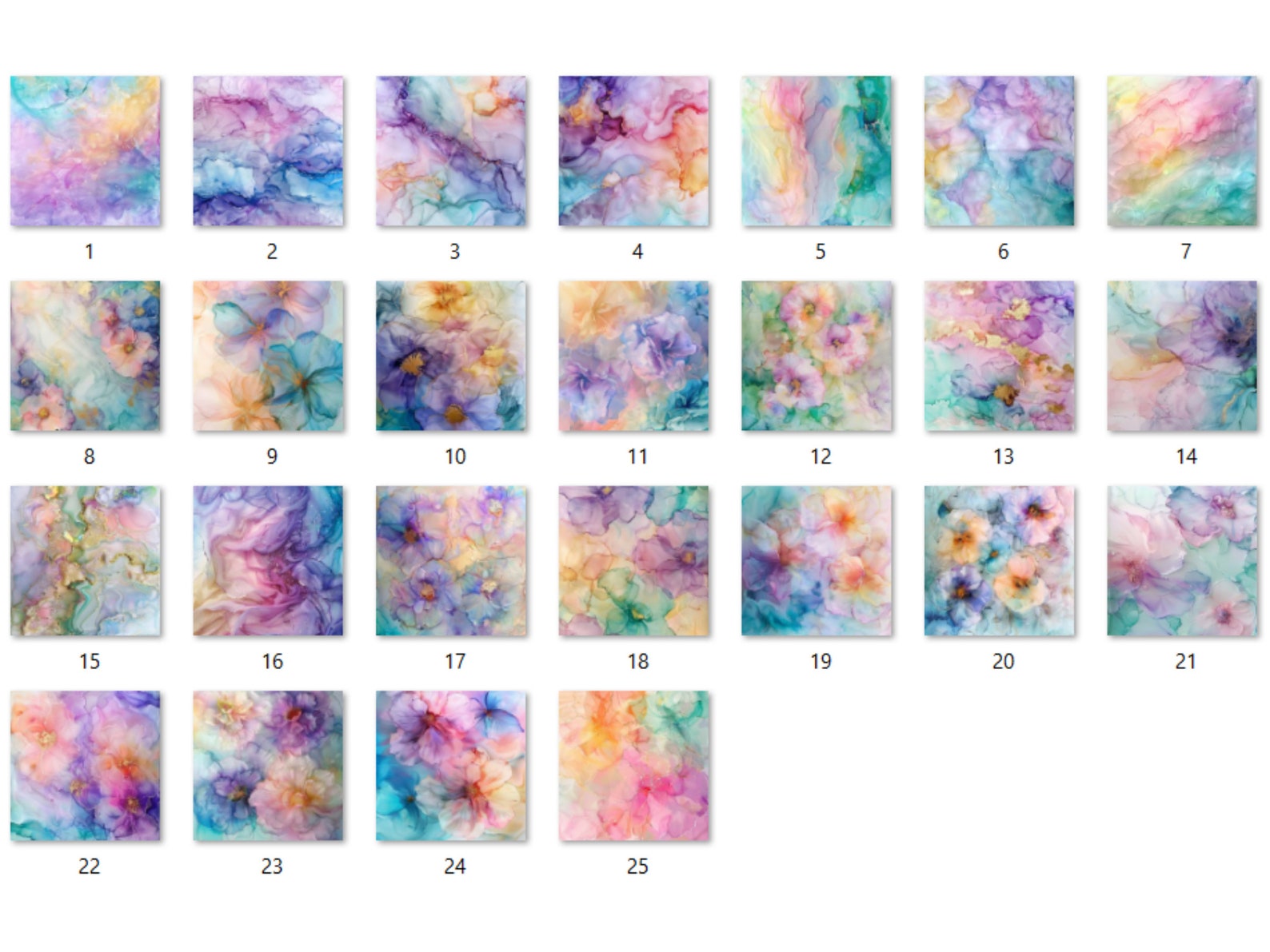 Spring Alcohol Ink Digital Paper Pack, Pastel Alcohol Ink Flowers ...