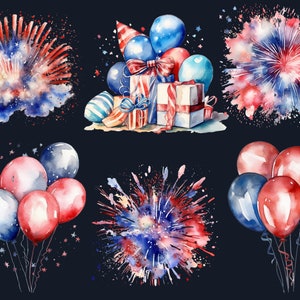 26 PNG Watercolor 4th of July Clipart Bundle, Patriotic Png ...