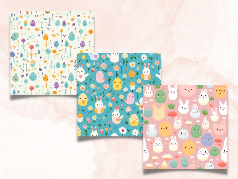 Seamless Cute Easter Digital Paper, Easter Bunny Seamless Pattern ...