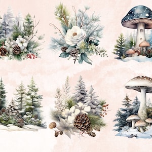 45 PNG Watercolor Winter Woodland Clipart, Snowy Winter Forest ...