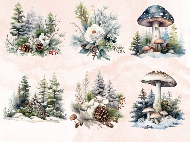 45 PNG Watercolor Winter Woodland Clipart, Snowy Winter Forest ...