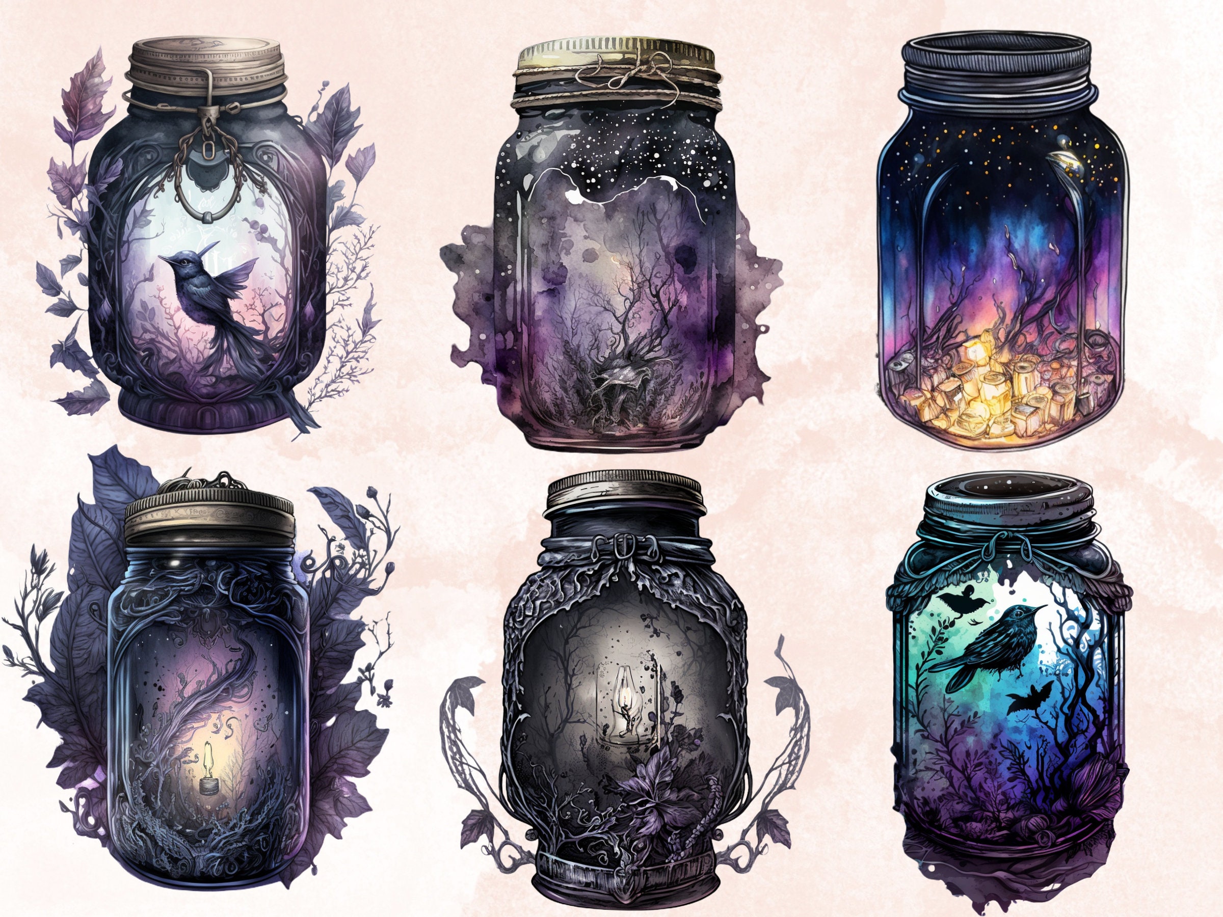 18 PNG Watercolour Gothic Jars Clipart Dark Fantasy Witchy - Etsy Australia