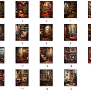 Printable Vintage Christmas Interior Digital Paper, Christmas Holiday ...