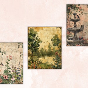Printable Spring Secret Garden Digital Paper, Floral Garden Collage ...