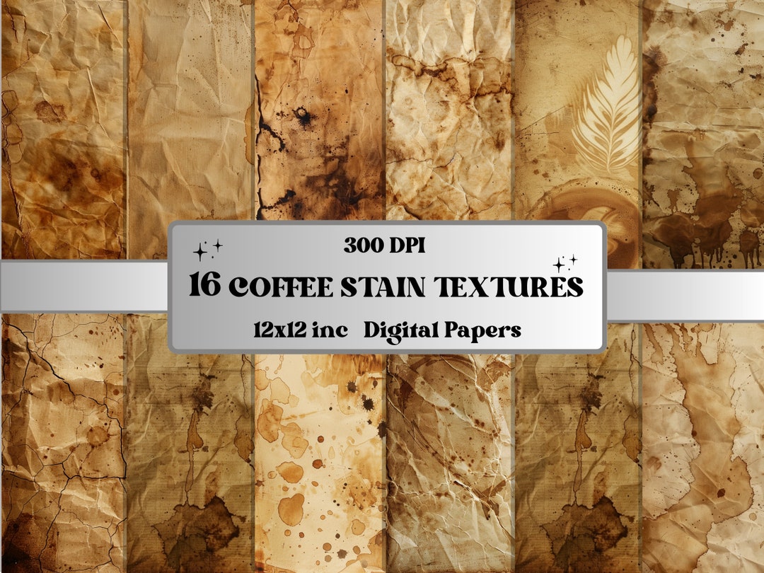 Coffee Stained Digital Paper Pack, Vintage Distressed Coffee Dyed ...