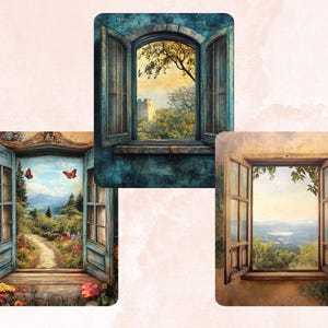 Windows Into Whimsy Collage Paper, Surreal Open Window Mixed Media ...