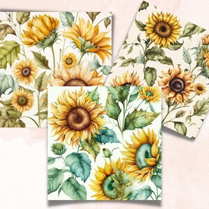 Sunflowers Digital Paper, Spring Sunflower Paper Pack, Vintage Floral ...