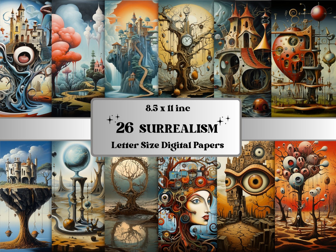 Printable Surrealism Digital Paper, Surreal Art Background, Fantasy ...