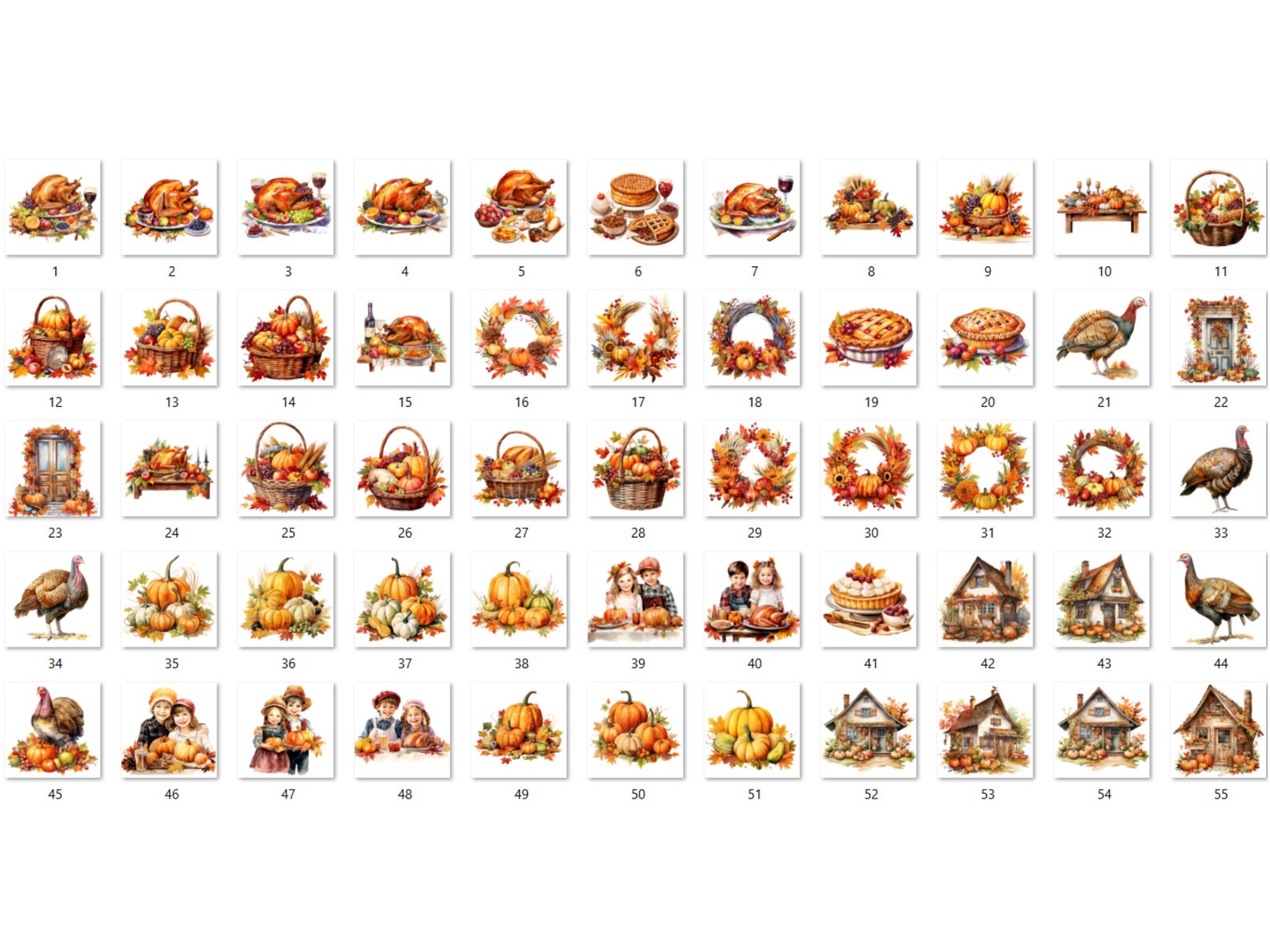 55 PNG Watercolor Thanksgiving Clipart, Thanksgiving Turkey ...