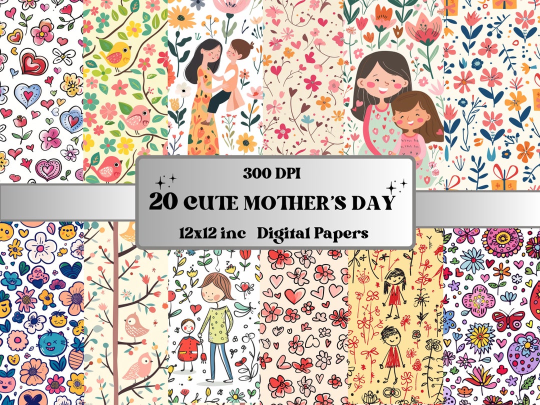 Printable Cute Mother's Day Digital Paper, Floral Mother Pages, Mothers ...