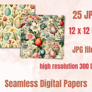 Seamless Vintage Easter Digital Paper, Retro Easter Bunny Seamless ...