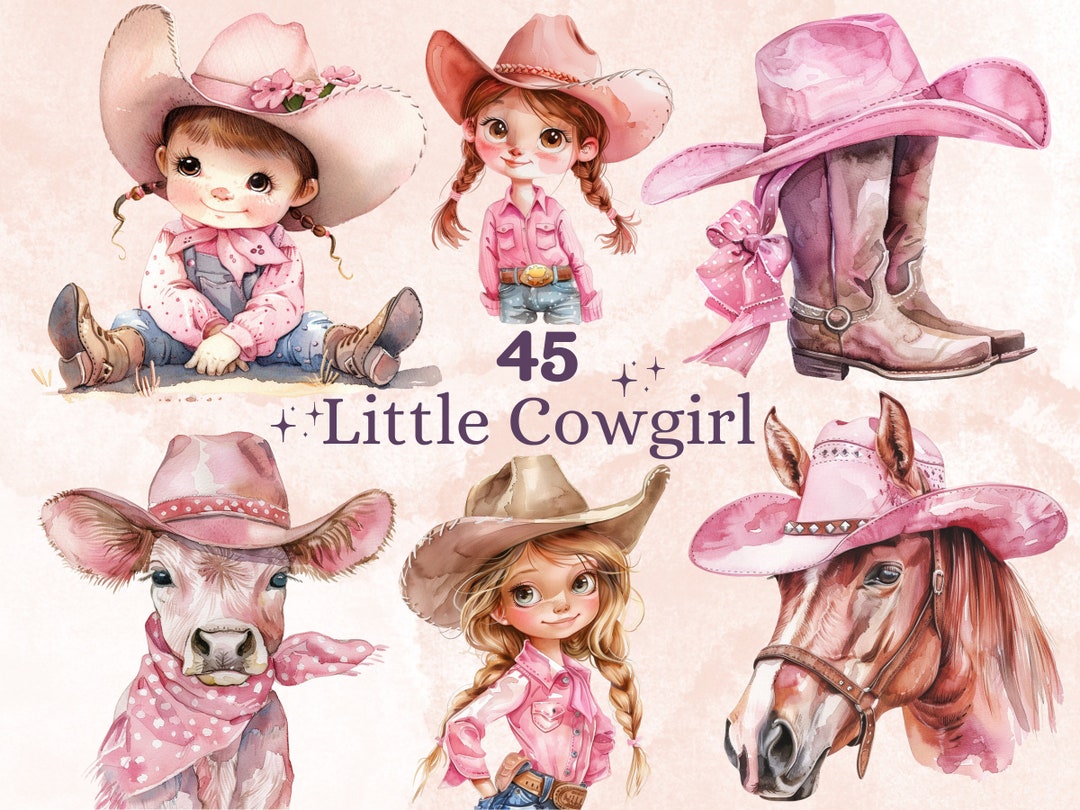 45 PNG Watercolor Little Cowgirl Clipart, Western Baby Shower ...