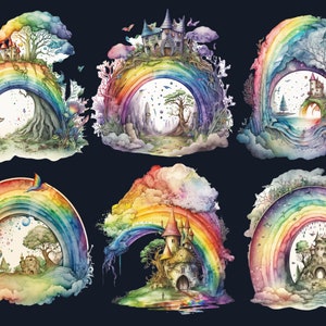 17 PNG Watercolour Fantasy Rainbows Clipart, Fantasy Clipart, Magical ...