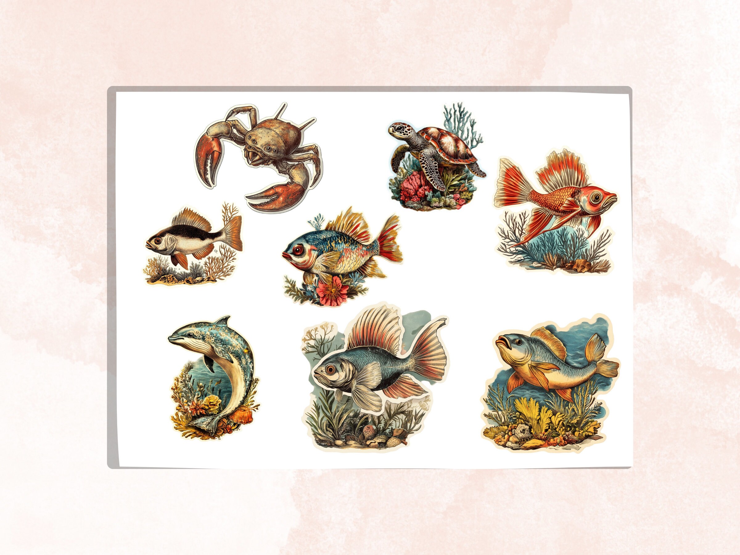 Underwater Fussy Cut Pages, Vintage Under the Sea Fussy Cut Ephemera ...