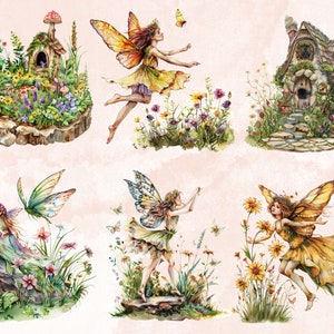 50 PNG Watercolor Spring Fairy Garden Clipart, Enchanted Forest Fairy ...
