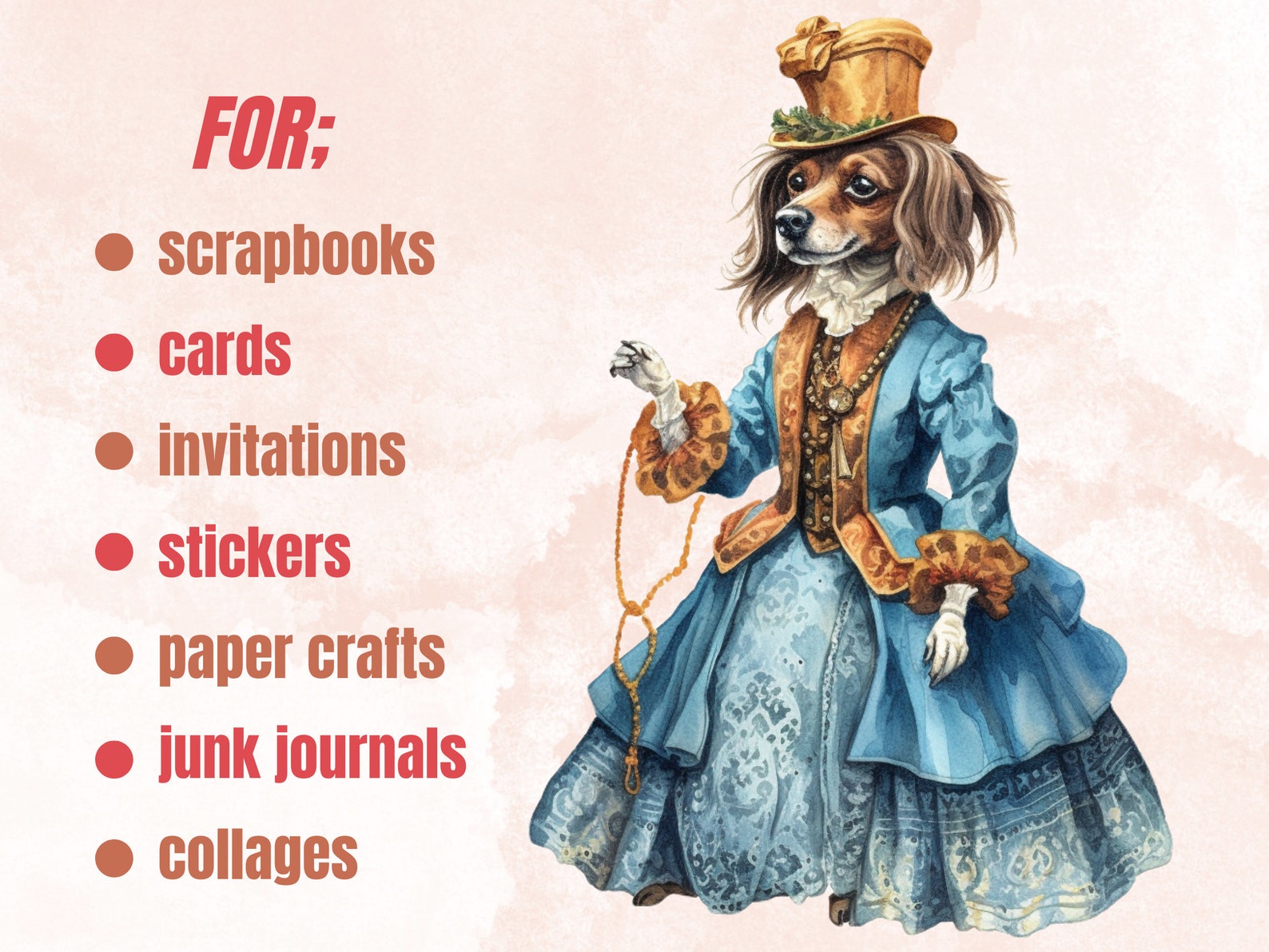 35 PNG Watercolor Fairytale Dogs Clipart Bundle, Fairy Tale Animal Clip ...