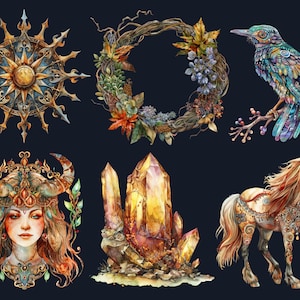 60 PNG Watercolor Litha Clipart, Floral Pagan Holiday Wiccan Art ...