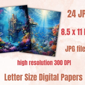 Printable Enchanted Underwater Digital Paper, Under the Sea Background ...