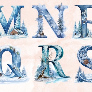 26 PNG Watercolour Winter Alphabet Clipart, Snowy Letters Clip Art ...