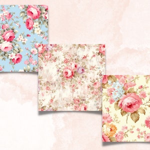 Seamless Vintage Flowers Digital Paper, Shabby Chic Floral Seamless ...