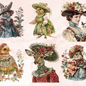 50 PNG Watercolor Victorian Spring Clipart, Floral Victorian Era ...
