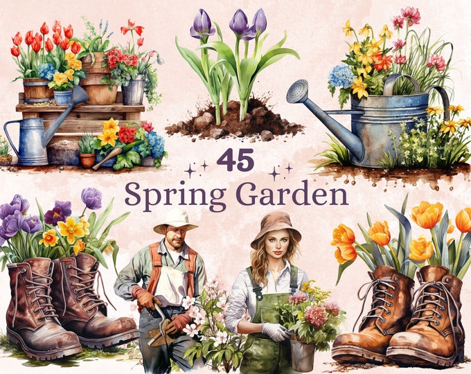 10 Gardening Cliparts, Gardening PNG, Garden Tools Illustration ...