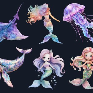 50 PNG Watercolor Pastel Under the Sea Clipart, Cute Ocean Nursery Clip ...